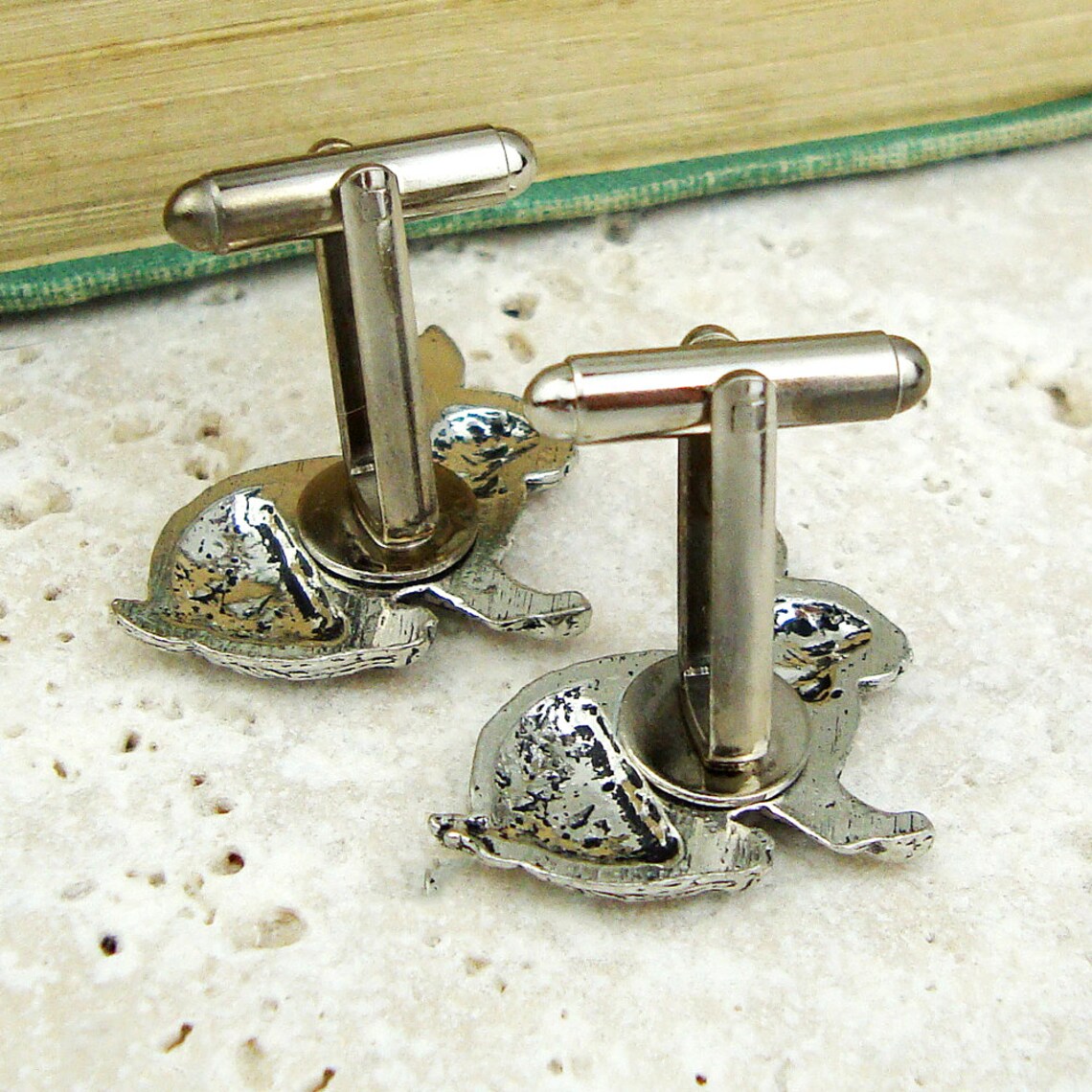 Rabbits Cufflinks. Antiqued Silver Pewter Cufflinks - Etsy