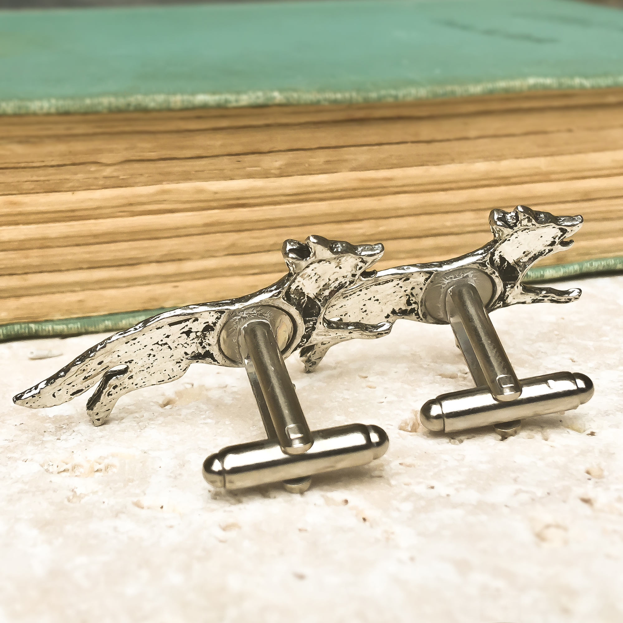 Wild Fox Cufflinks. Antiqued Silver Pewter Wild Fox Cufflinks - Etsy