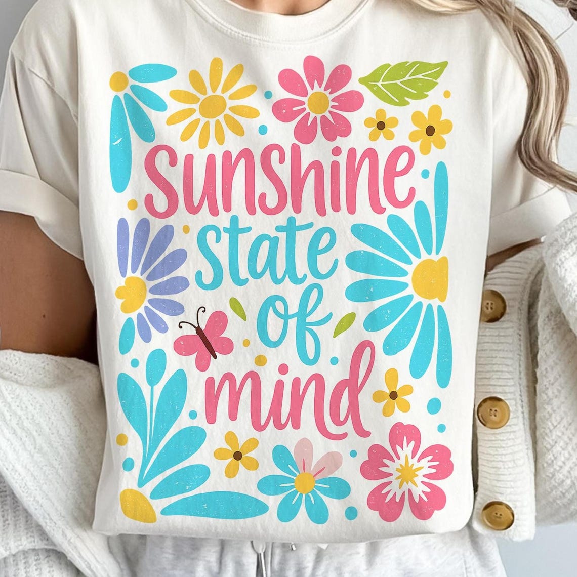 Sunshine State of Mind PNG ,beach Png Design Retro Flowers Summer ...