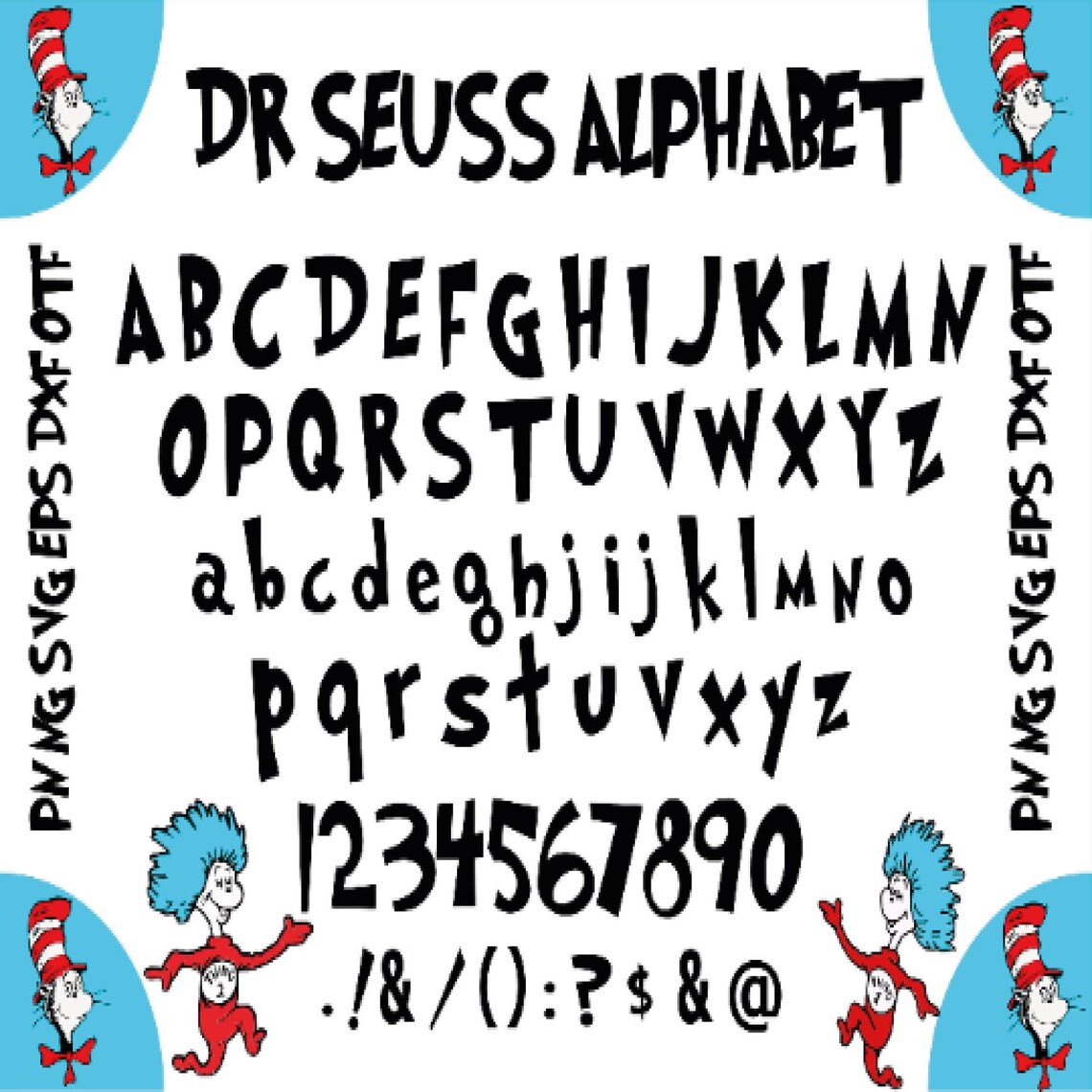 Dr Seuss Alphabet Monogram Clipart Dr Seuss Bundle Dxf Png Digital Cut ...