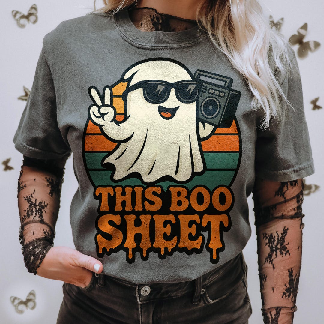 This Boo Sheet Ghost PNG, Retro 80s Halloween Shirt Sublimation Design ...