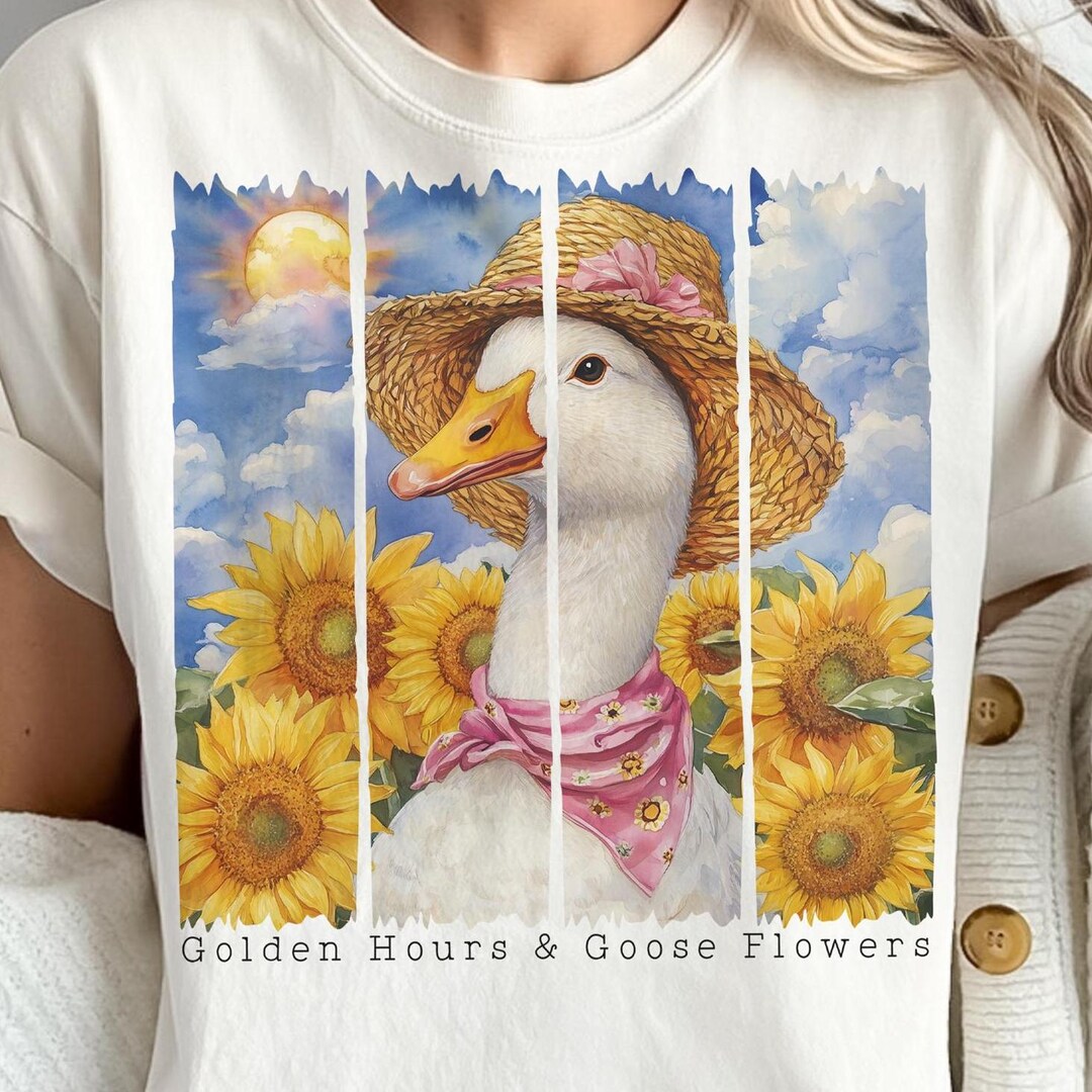 Golden Hours Goose PNG, Vintage Farm Animal Illustration, Brushstroke ...