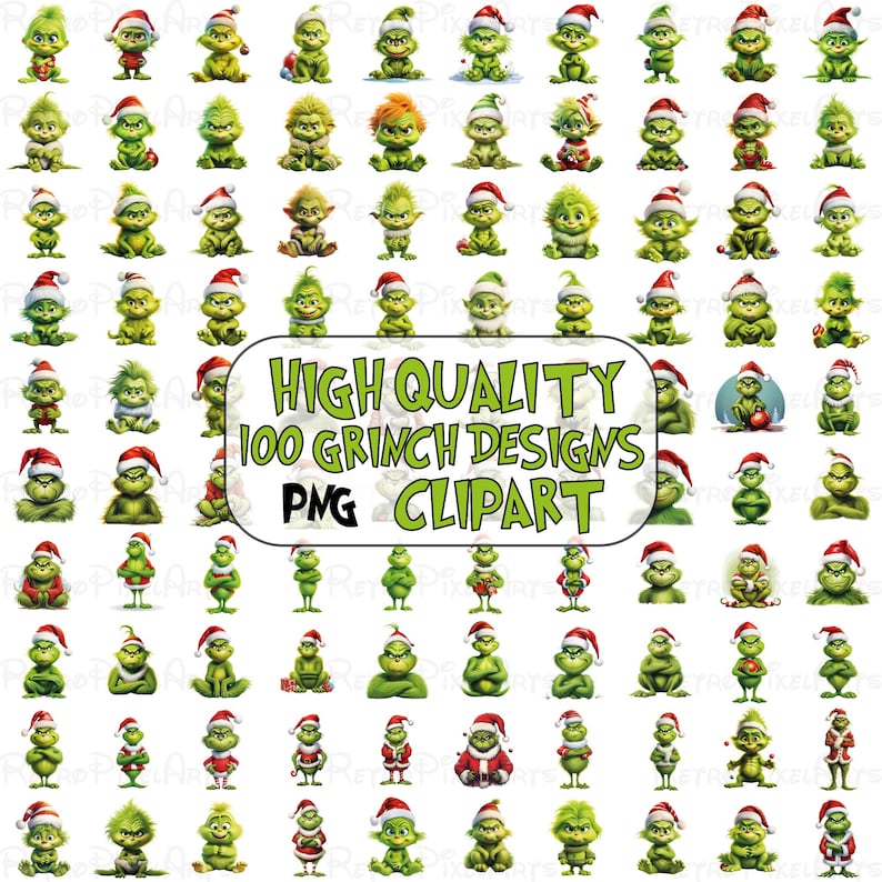 100 Grinch Png Clipart, Grinch Png Bundle, Grinch Clipart, Sublimation ...