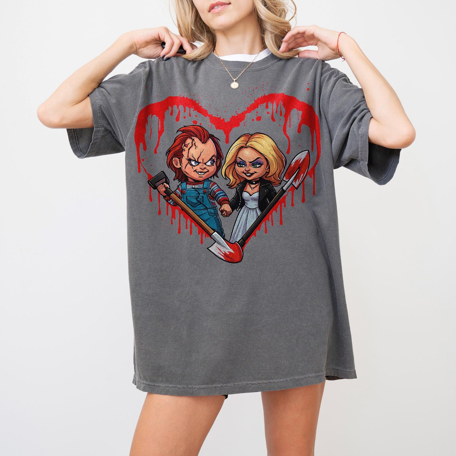 Chucky and Tiffany Horror Couple PNG | Bloody Heart Digital Download ...