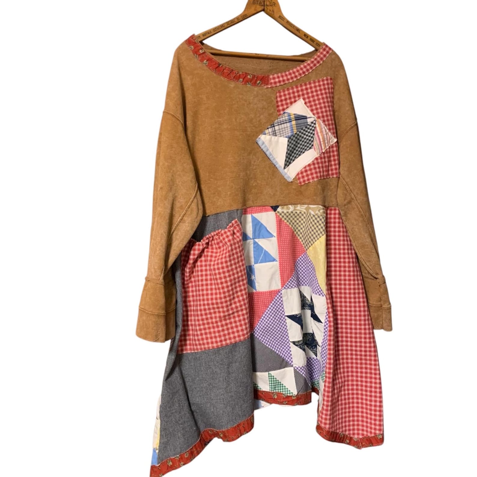 Handmade Upcycled Tunic Dress XL Lagenlook Art to Wear Artsy Festival ...