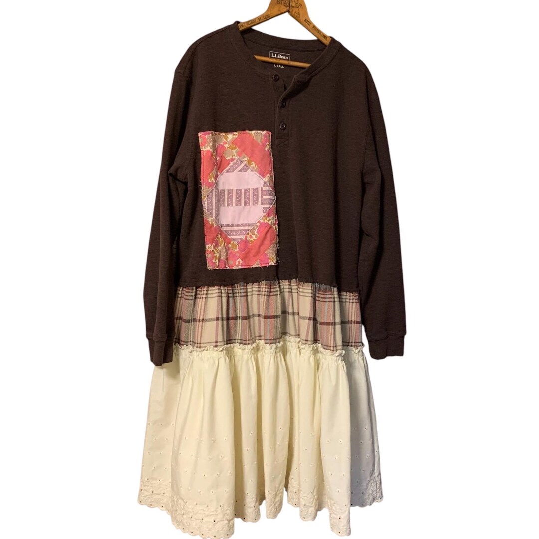 Handmade Upcycled Tunic Dress L/XL Lagenlook Boho Art to Wear Artsy ...