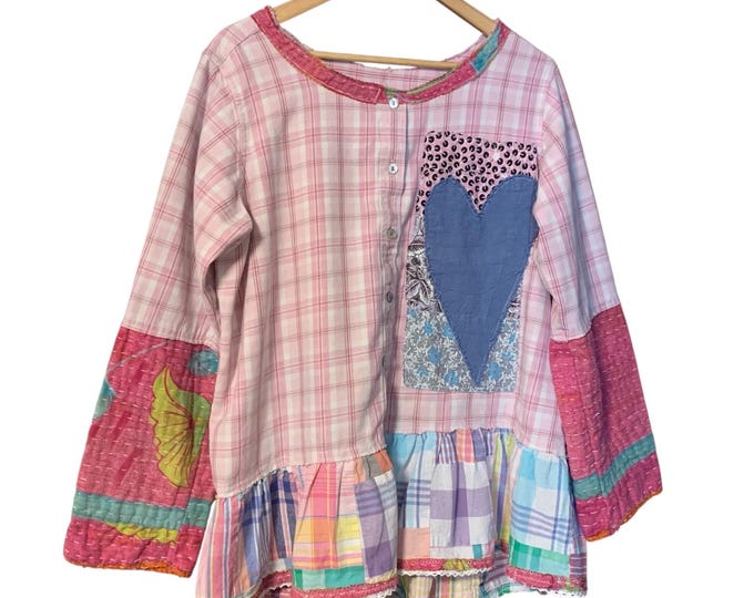 Upcycled Tunic Top L XL Quilt Patchwork Lagenlook Art to Wear ...
