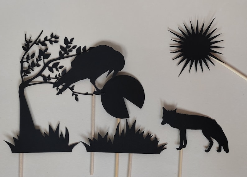 The Raven and the Fox Fable Lot 6 Shadow Theater Puppets - Etsy