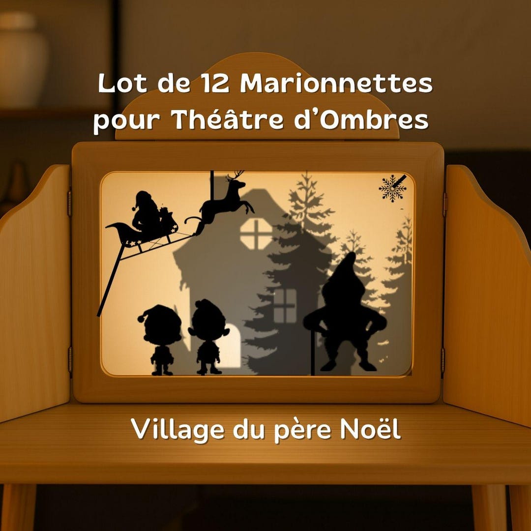 Santa's Village Set of 12 Shadow Puppets - Etsy
