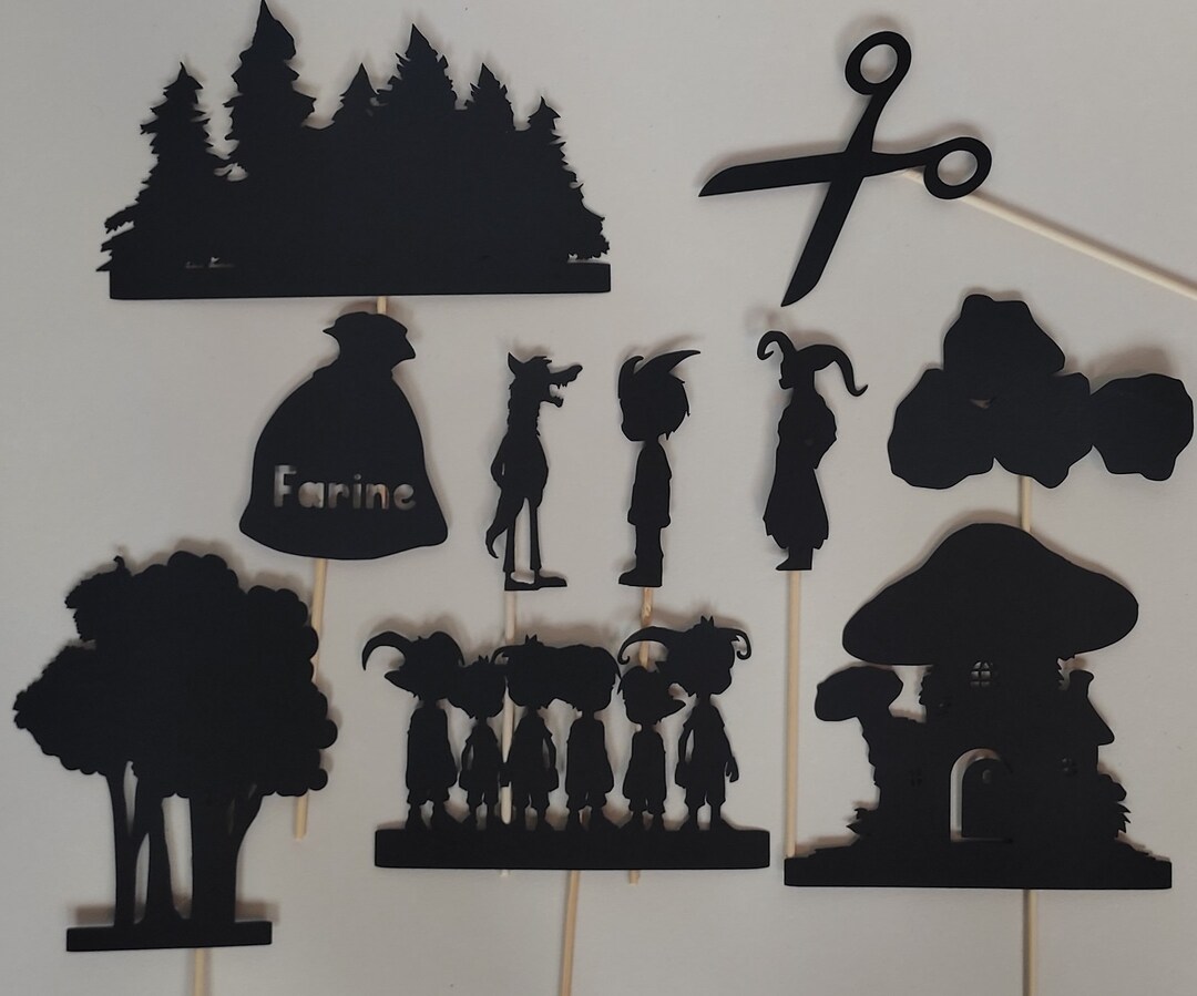 The Wolf and the Seven Little Goats: Set of 10 Puppets for Shadow ...