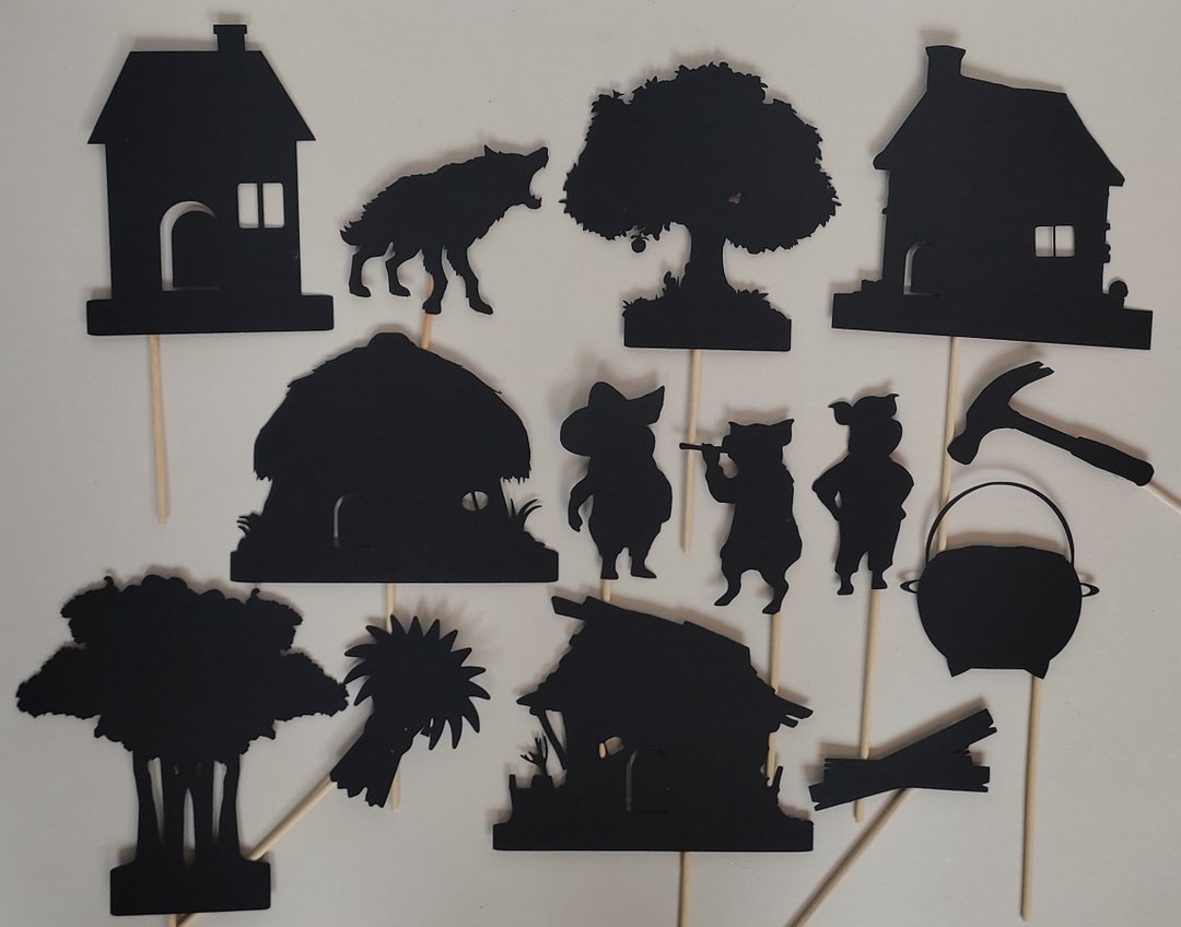 The Three Little Pigs Lot 14 Puppets for Shadow Theater - Etsy