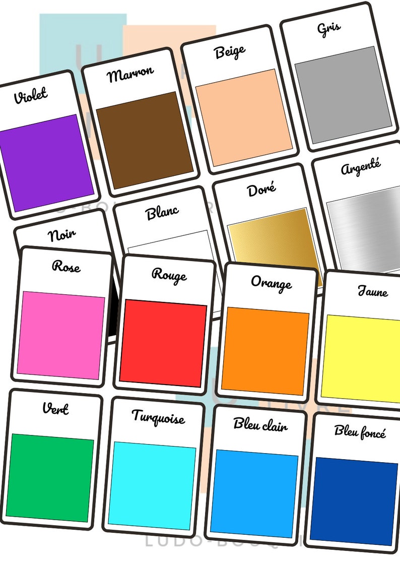 Flash Cards Colors Nomenclature Cards Game Learning Vocabulary ...