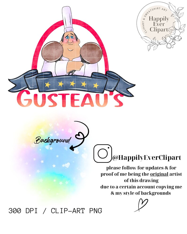 Watercolour Ratatouille Clipart / Gusteau Ratatouille 300 Dpi Digital ...