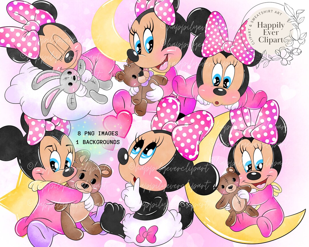 Watercolour Minnie Baby Clipart Set / Minnie Baby 300 Dpi Digital ...