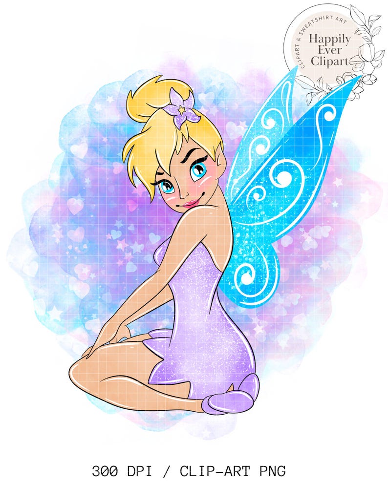 Watercolour Tinkerbell Clipart / Cute Tinkerbell Digital Download PNG ...