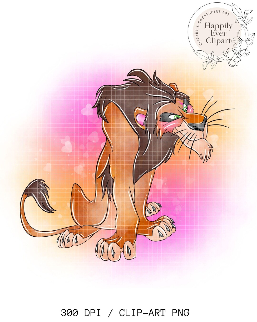 Watercolour Lion King Scar Clipart Cute Lion King Scar 300dpi Digital Download Png Lion King