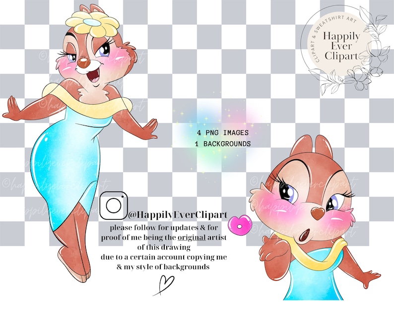 Watercolour Clarice Clipart Set / Chip and Dale Clarice 300 Dpi Digital ...