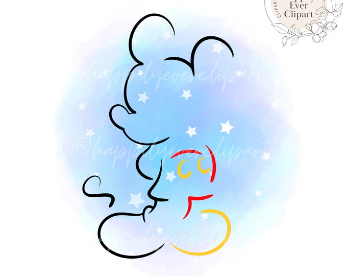 Mickey Outline Clipart, Mickey Outline 300 Dpi Digital Download, Mickey ...