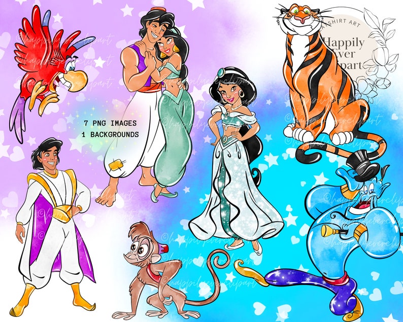 Watercolour Aladdin Jasmine Clipart Set / Aladdin Jasmine 300 Dpi ...