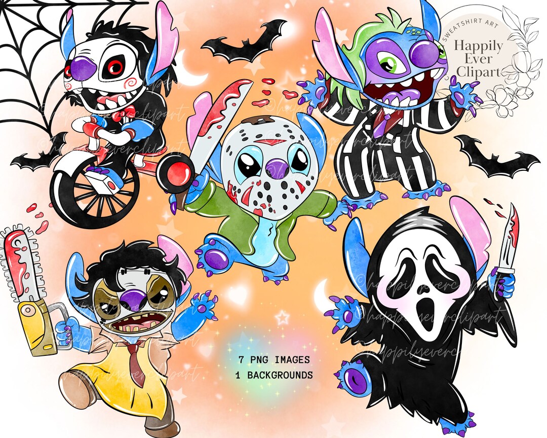 Watercolour Stitch Halloween Clipart Set / Stitch Halloween 300 Dpi ...