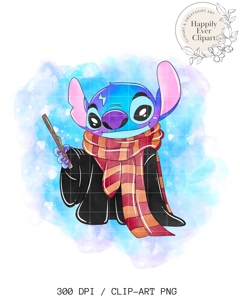 Watercolour Stitch Wizard Clipart / Stitch 300 Dpi Digital Download PNG ...