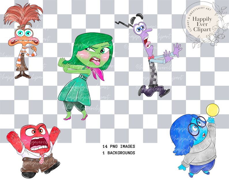 Watercolour Inside Out 2 Clipart / Inside Out 2 Digital Download ...