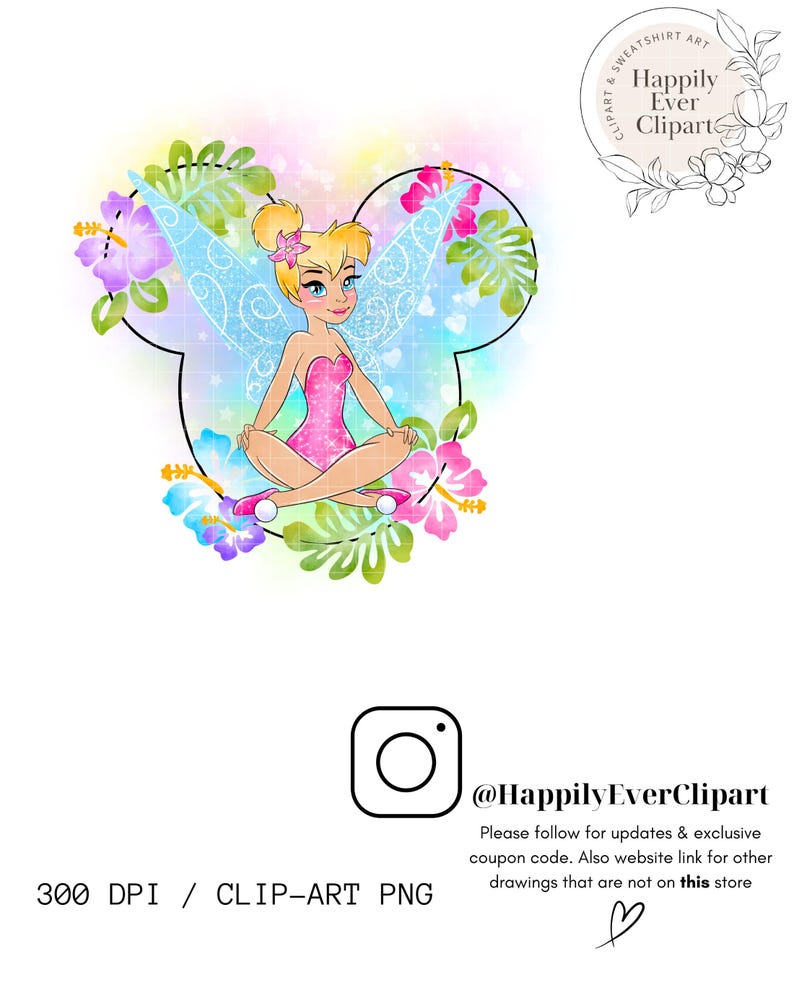 Watercolour Tinkerbell Clipart / Cute Tinkerbell Digital Download PNG ...