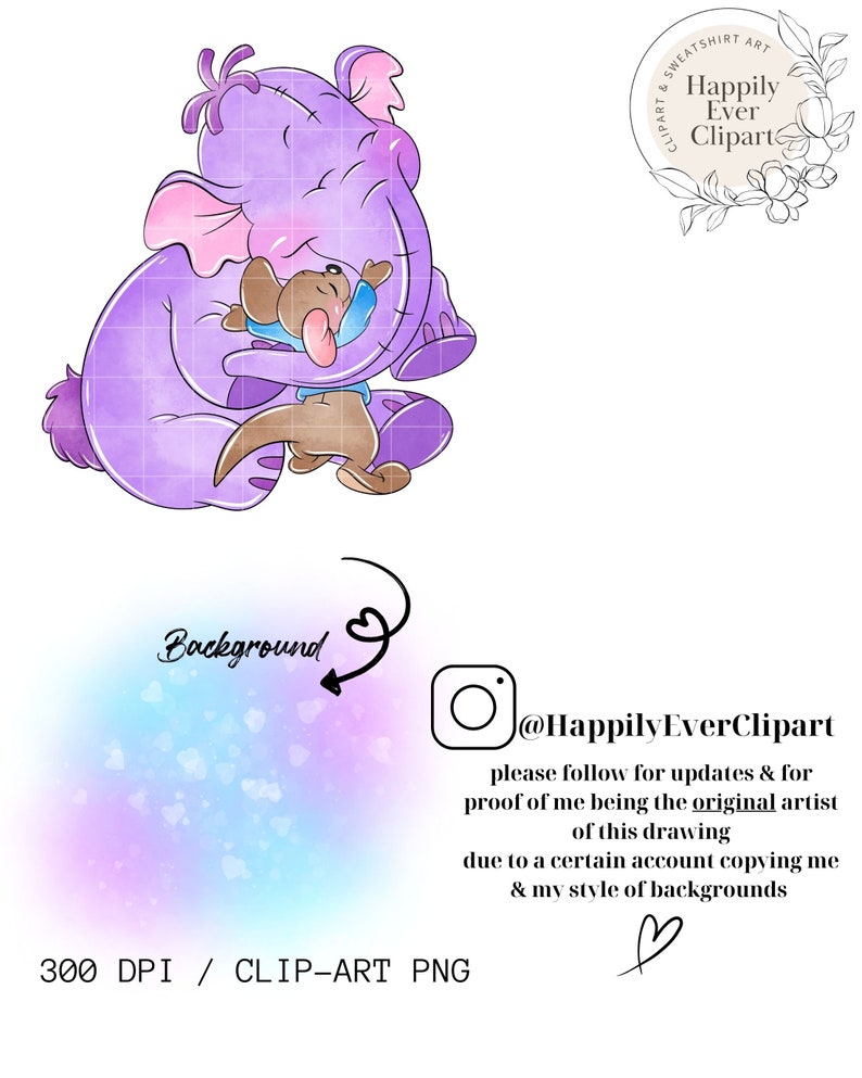 Watercolour Heffalump Clipart / Heffalump 300 Dpi Digital Download PNG ...