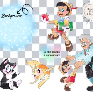 Watercolour Pinocchio Clipart Set / Pinocchio 300 Dpi Digital Download ...