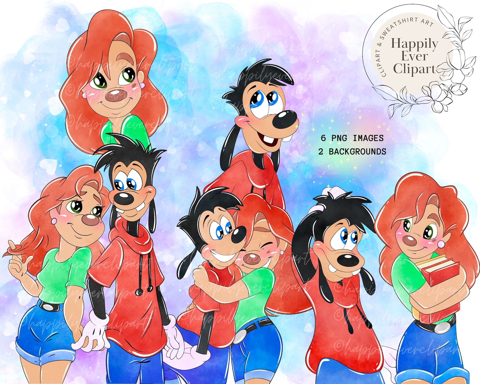 Watercolour Max Roxanne Clipart Set / A Goofy Movie 300 Dpi Digital ...