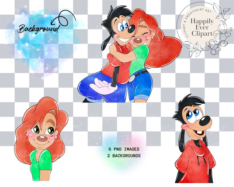 Watercolour Max Roxanne Clipart Set / A Goofy Movie 300 Dpi Digital ...