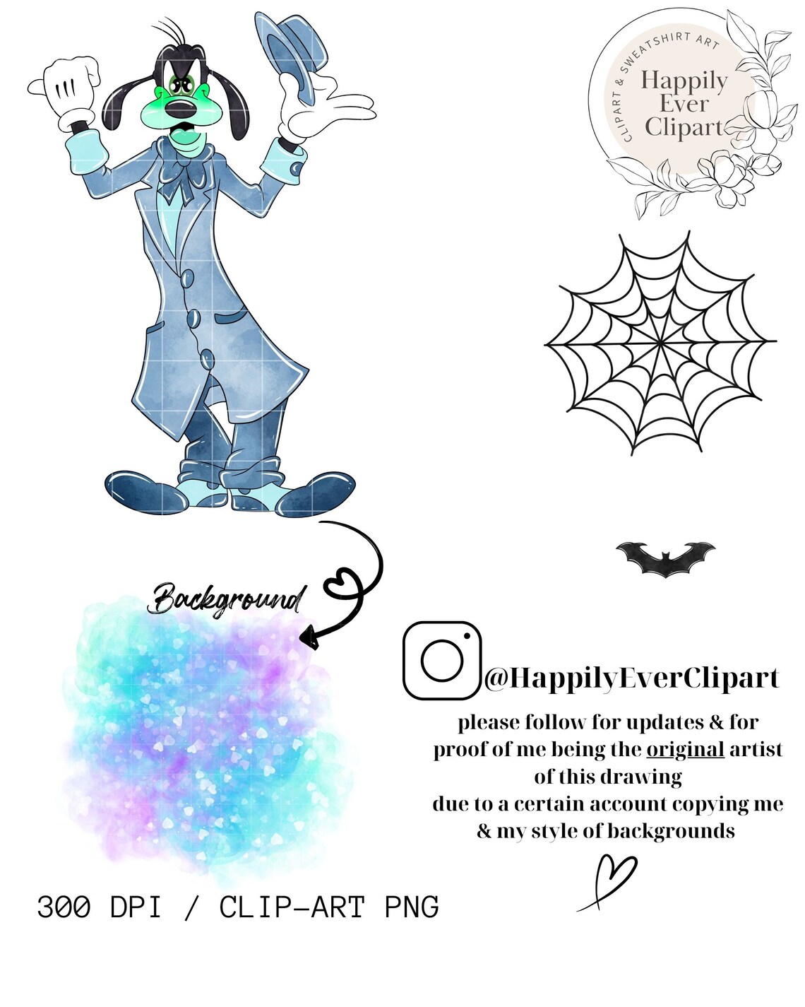 Watercolour Goofy Haunted Mansion Clipart/ Goofy Haunted Mansion Ghost ...