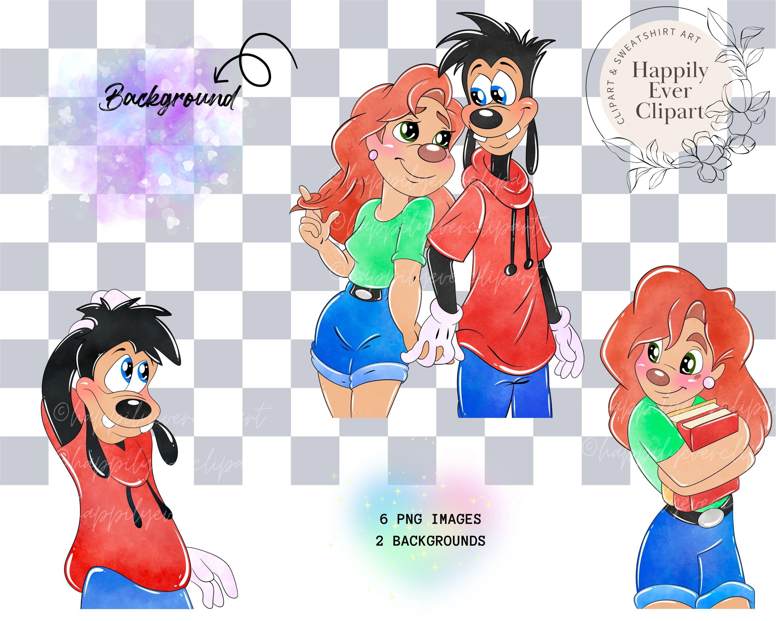 Watercolour Max Roxanne Clipart Set / A Goofy Movie 300 Dpi Digital ...