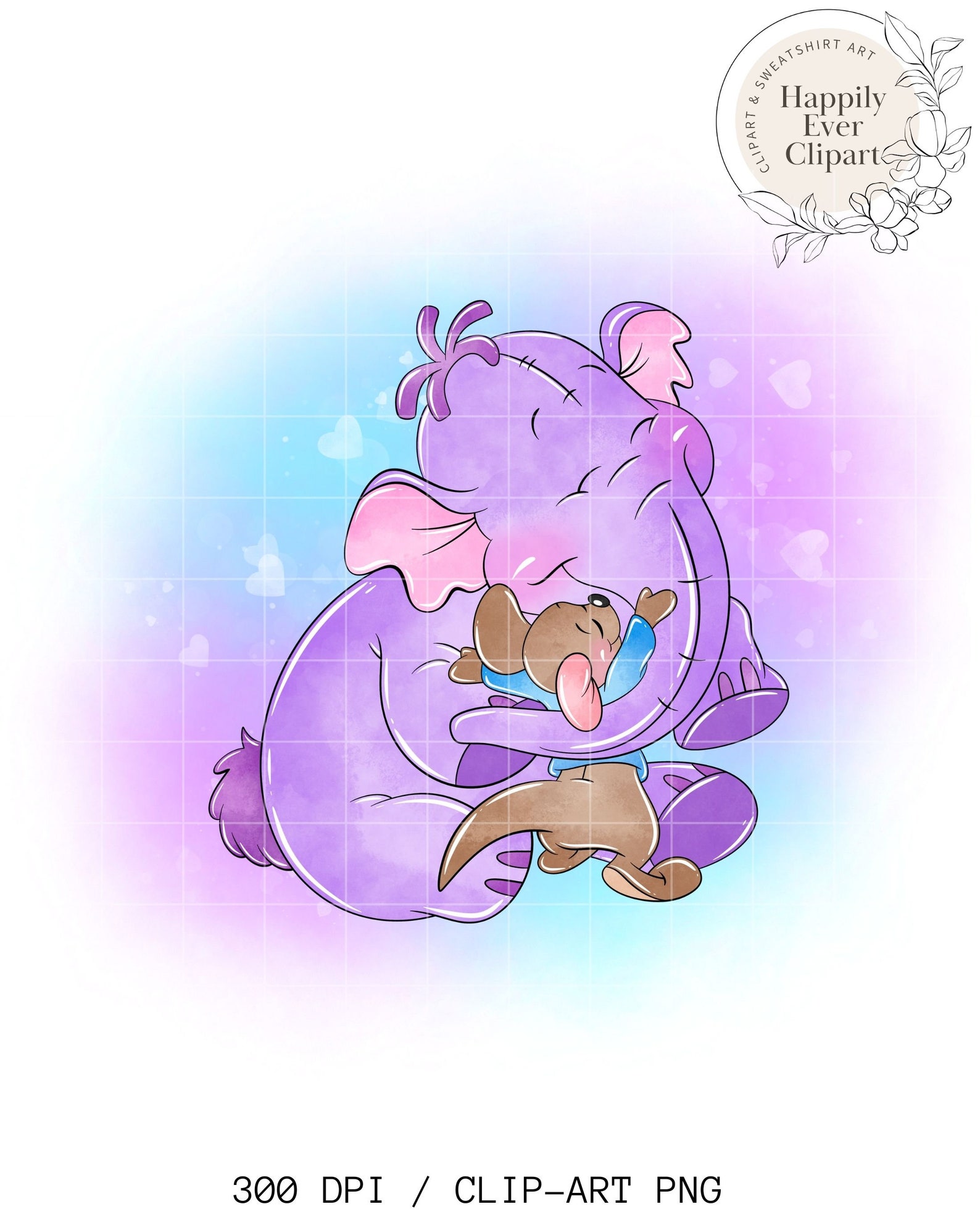 Watercolour Heffalump Clipart / Heffalump 300 Dpi Digital Download PNG ...
