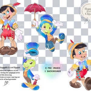 Watercolour Pinocchio Clipart Set / Pinocchio 300 Dpi Digital Download ...