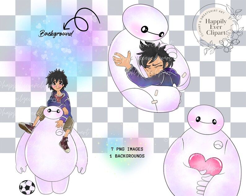 Watercolour Baymax Clipart Set / Baymax 300 Dpi Digital Download PNG ...