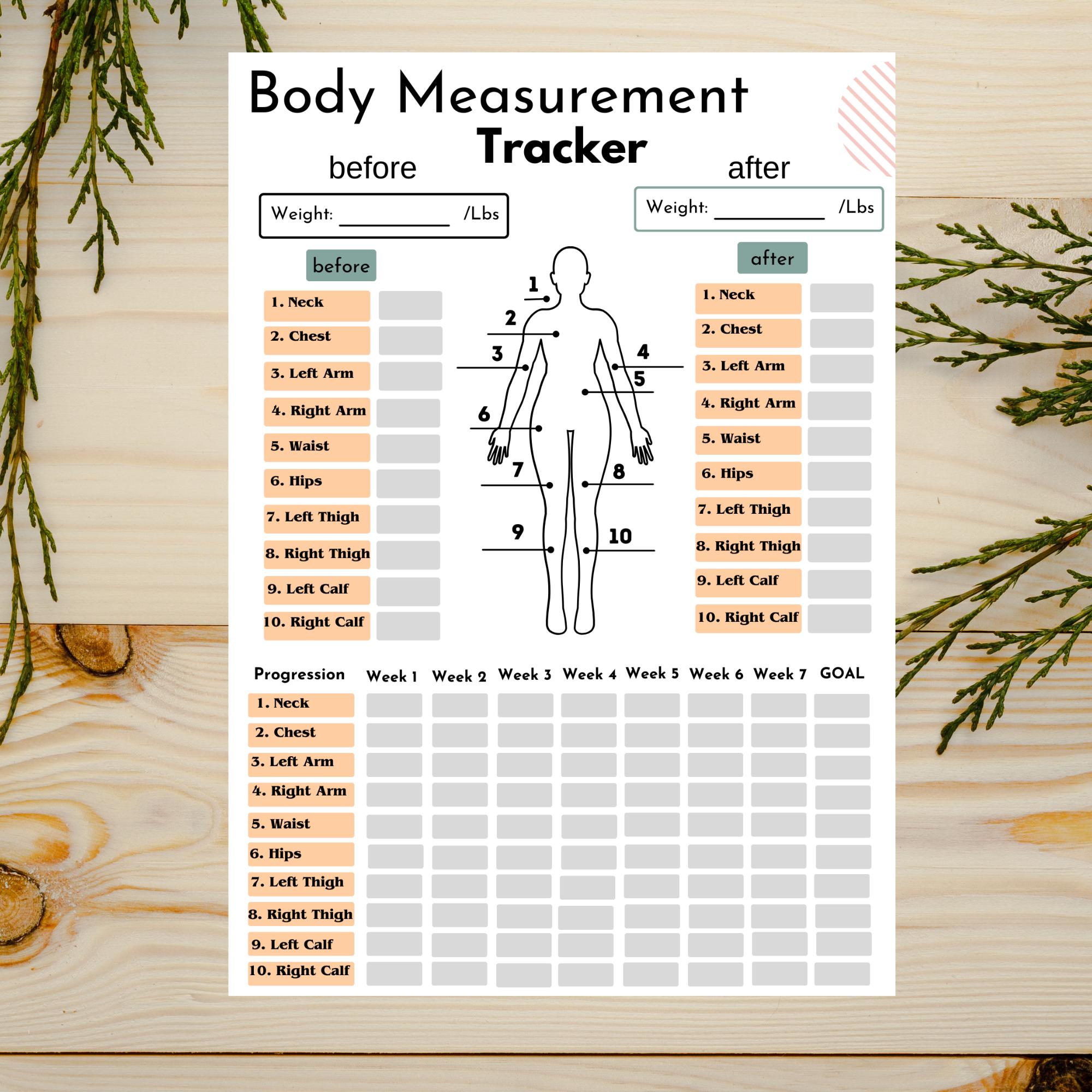 Body Measurement Tracker, Body Measurement Planner, Fitness Tracker ...