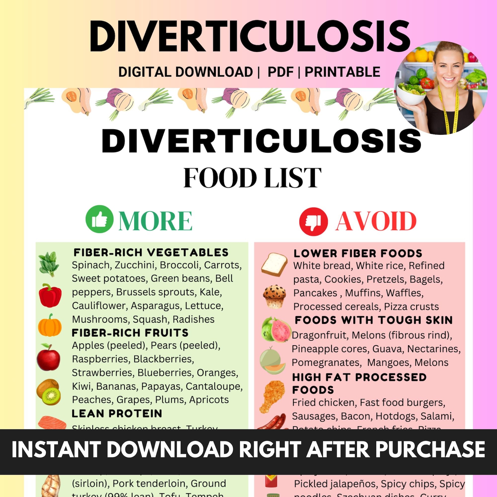 Diverticulosis Food List, Anti Inflammatory Food List and Gut Friendly ...