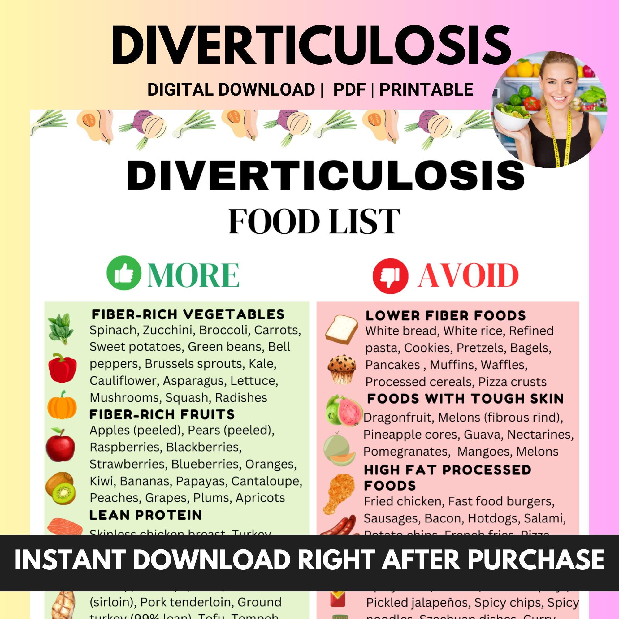Diverticulosis Food List, Anti Inflammatory Food List and Gut Friendly ...