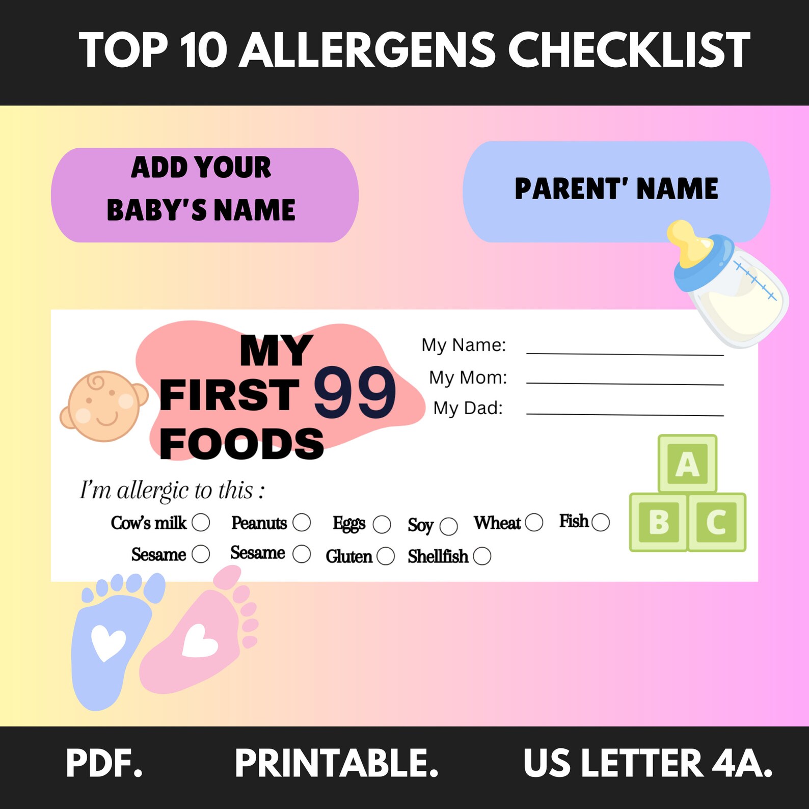 My First 99 Food for Baby Checklist, Baby Led Weaning, Baby Food ...