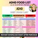 ADHD Diet Food List, Attention Deficit Hyperactivity Disorder Meal Plan ...