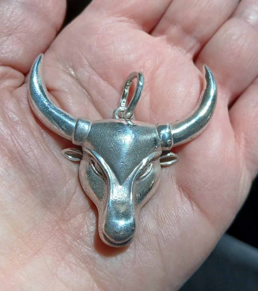 Texas Longhorn Bull Pendant Sterling Silver -custom Piece - Etsy