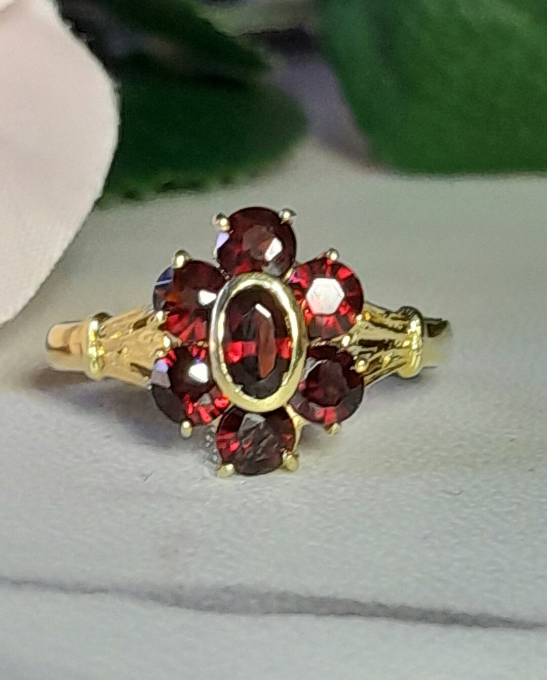 Antique Garnet Ring 18k, Antique Garnet Cluster Ring, Victorian ...