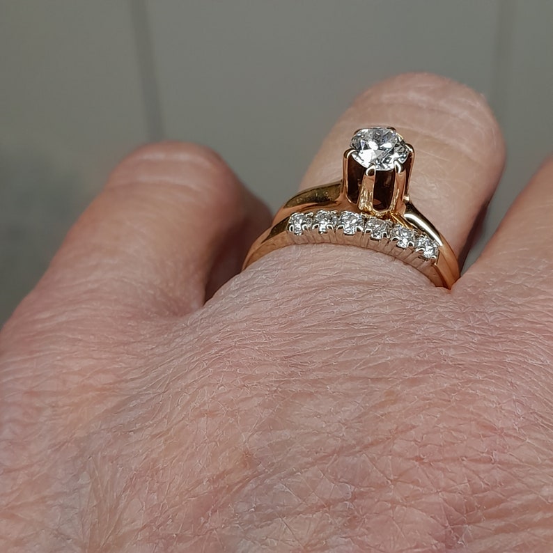 Vintage 6 Stone Diamond Wedding Band Ring 14k Yellow Gold White Gold ...