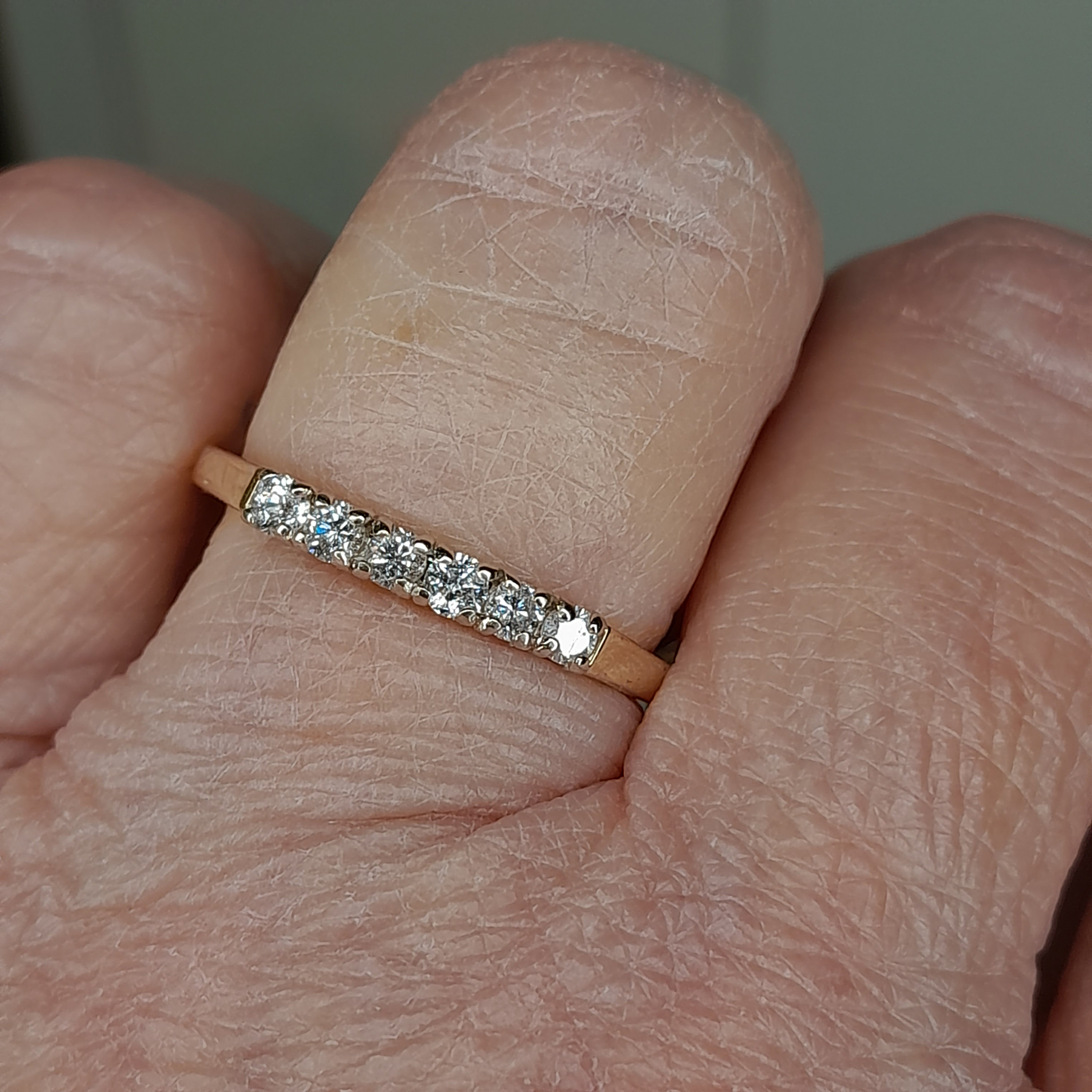 Vintage 6 Stone Diamond Wedding Band Ring 14k Yellow Gold White Gold ...