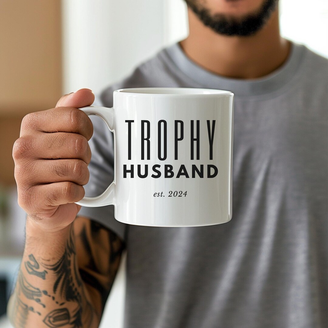 Trophy Husband Mug, Custom Year Personalized Cup, Newlywed Gift for Him ...