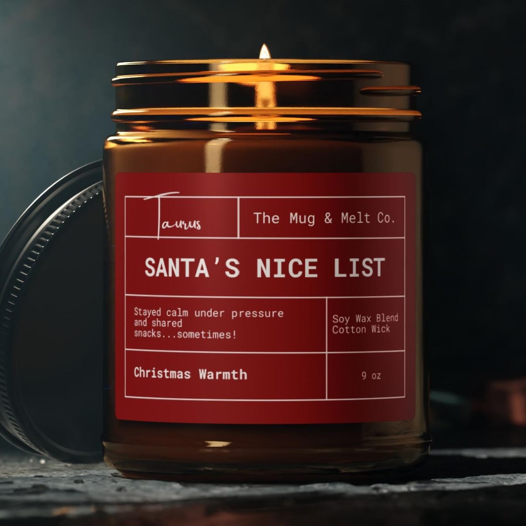 Santa's Naughty or Nice List Series for Taurus, Zodiac Candle, Friend ...