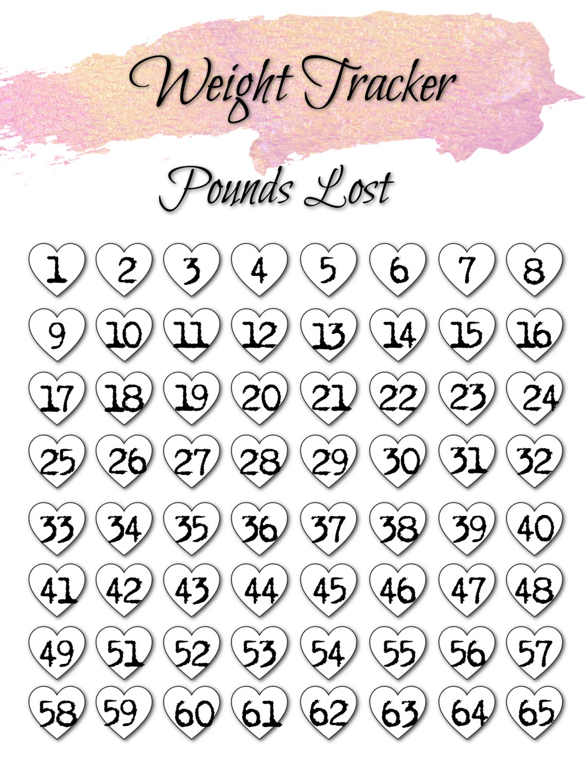 Printable Weight Tracker - Digital Download Goal Weight Tracker - Etsy