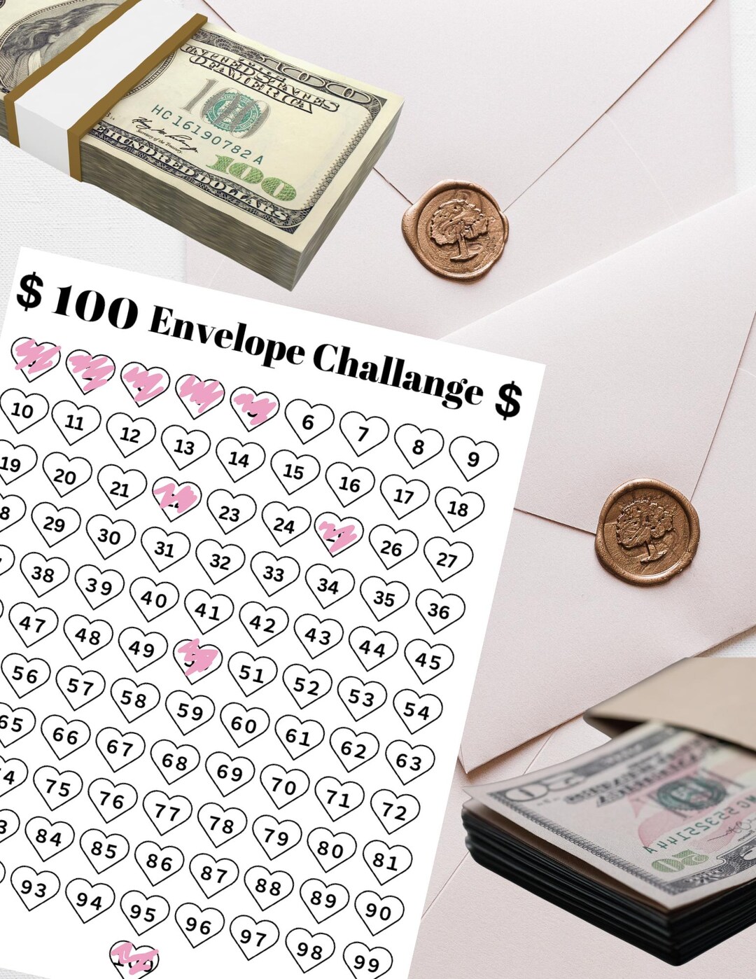 Printable 100 Envelope Challange Digital Download Money Saving Printout ...