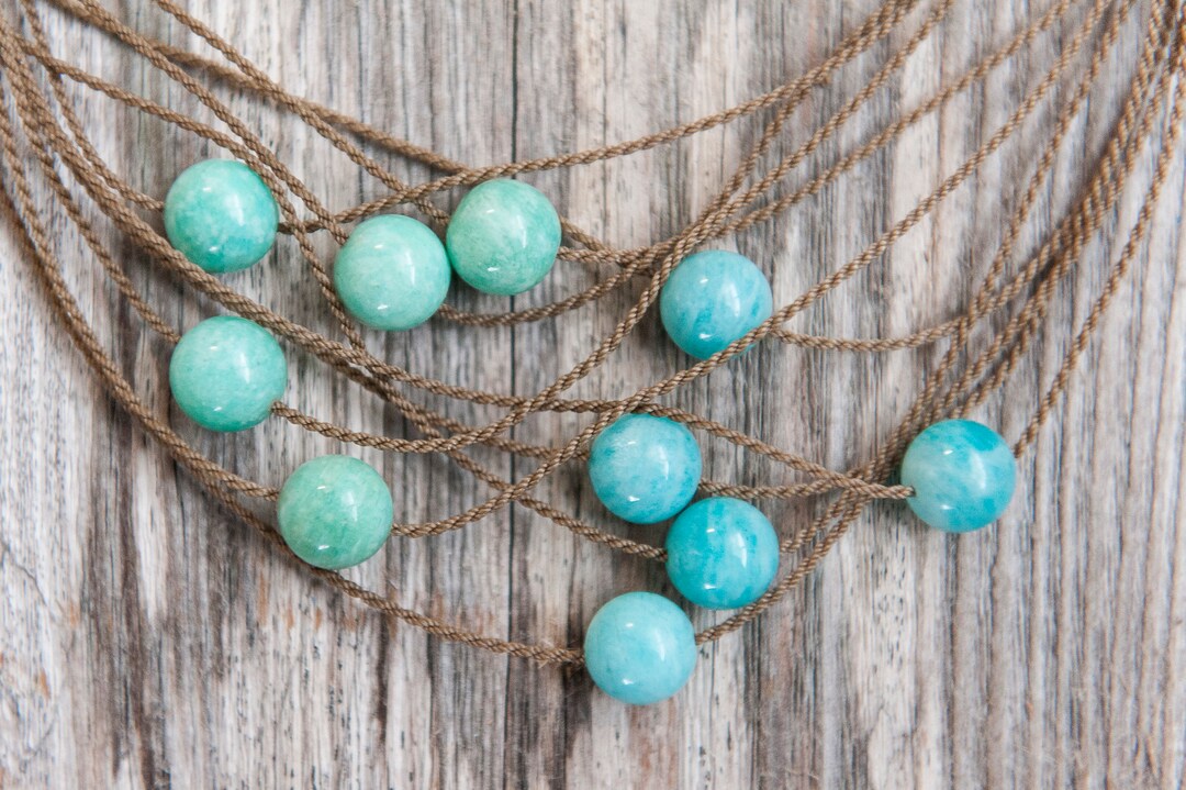 AMAZONITE Hand-spun Rope Necklace / Waterproof / Kid-proof / - Etsy